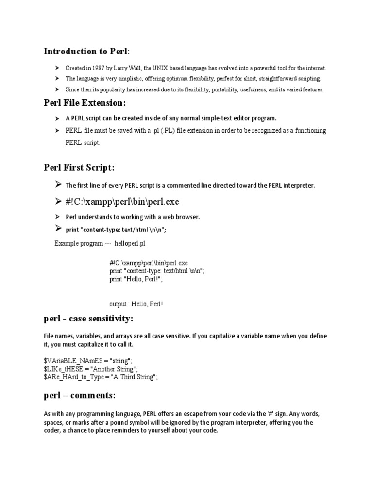 Introduction To Perl:: #!c:/xampp/perl/bin/perl - Exe | PDF | Control ... Introduction To Perl:: #!c:/xampp/perl/bin/perl - Exe | PDF | Control ...