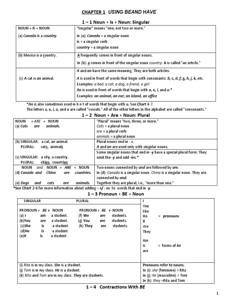 Understanding "Be" and "Have" in English | PDF | Grammatical Number ...