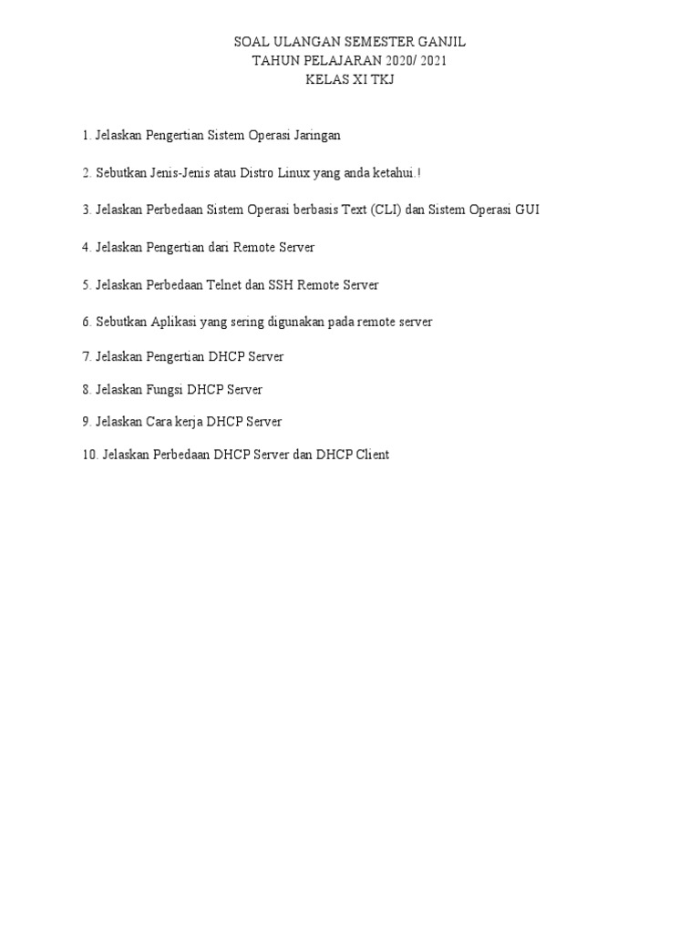 Soal Jaringan Kelas XI TKJ | PDF | Komputer