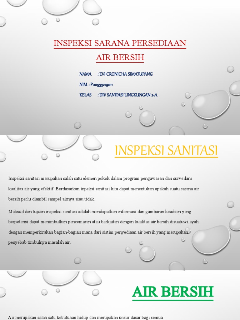 Inspeksi Sarana Persediaan Air Bersih - PPT Evi | PDF