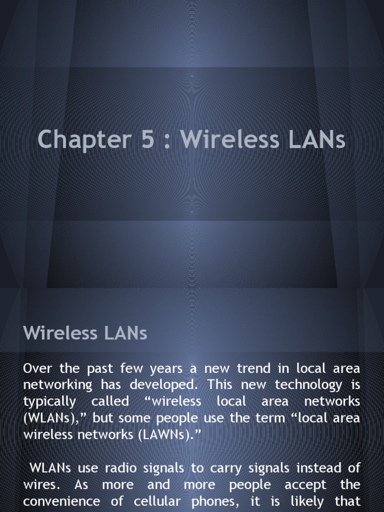 Chapter 5-3 - Wireless LANs | PDF | Wireless Lan | Computer Network