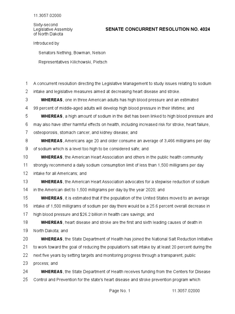 Senate Concurrent Resolution No. 4024 | PDF | Cardiovascular Diseases ...