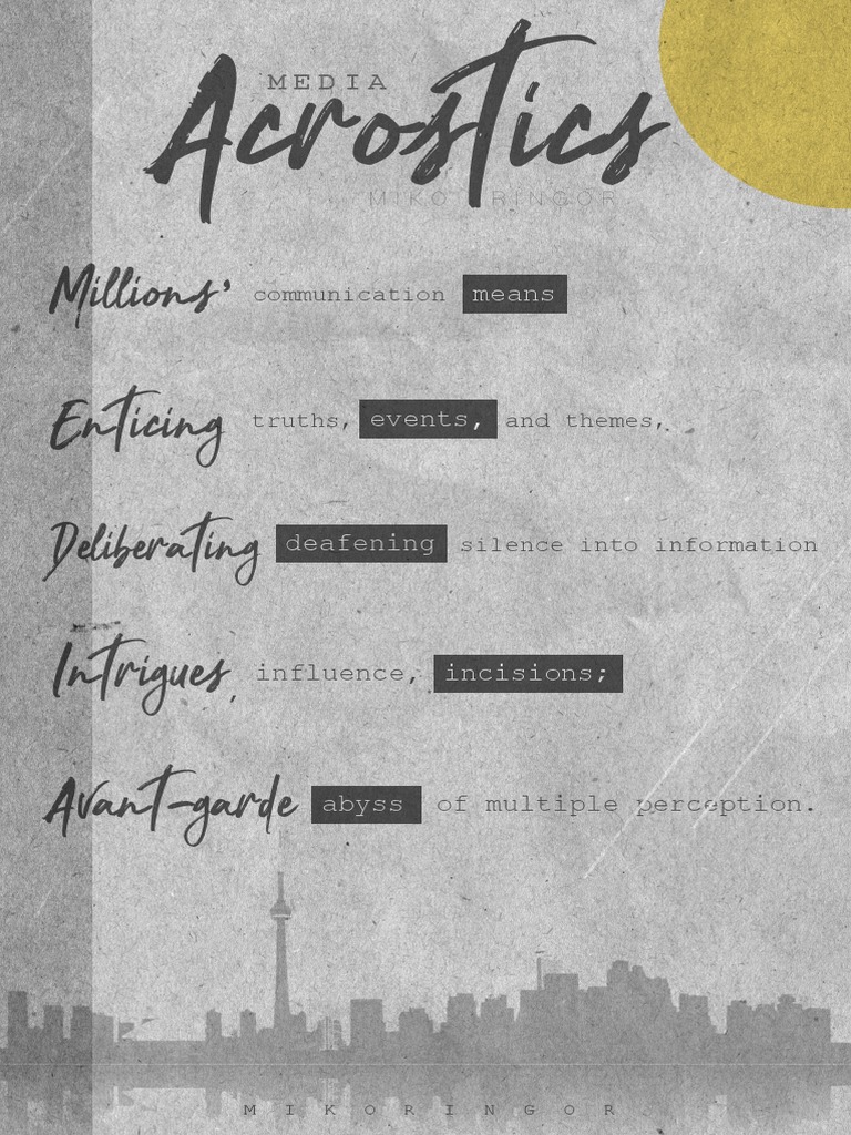 Acrostic Poem: Miko Ringor's Themes | PDF | Young Adult