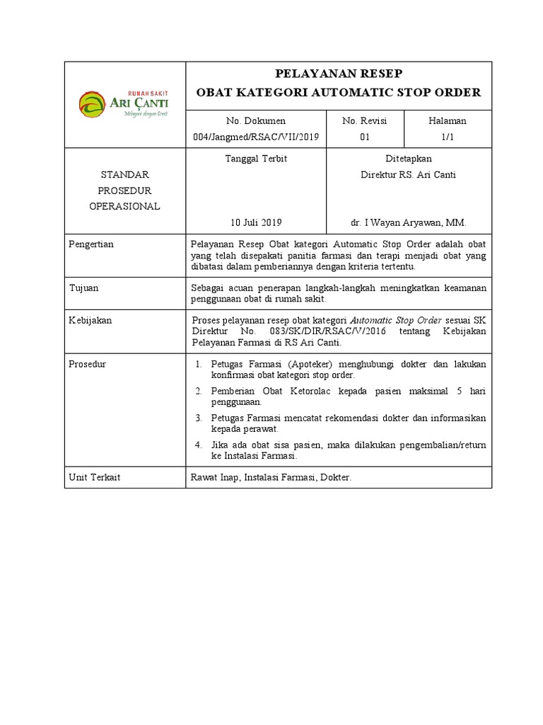 Spo Automatic Stop Order | PDF
