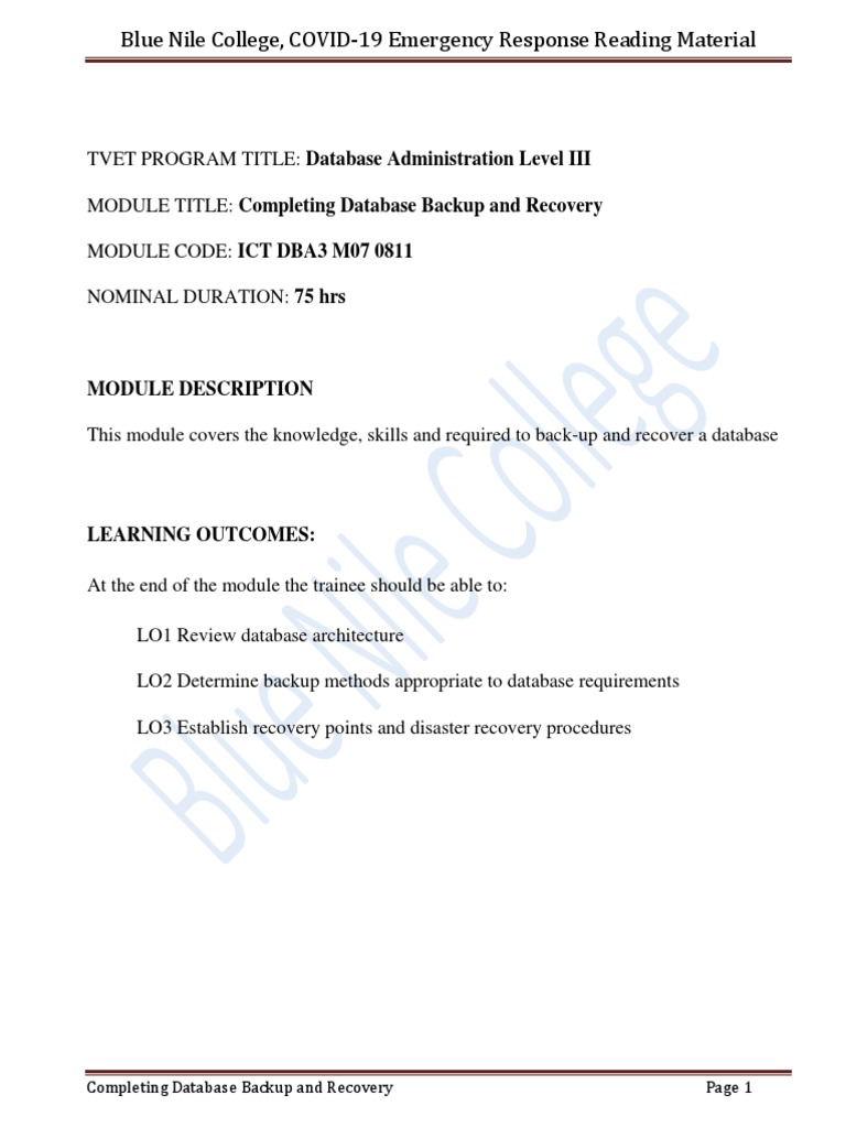 Complet DB Backup and Recovery | PDF | Backup | Databases