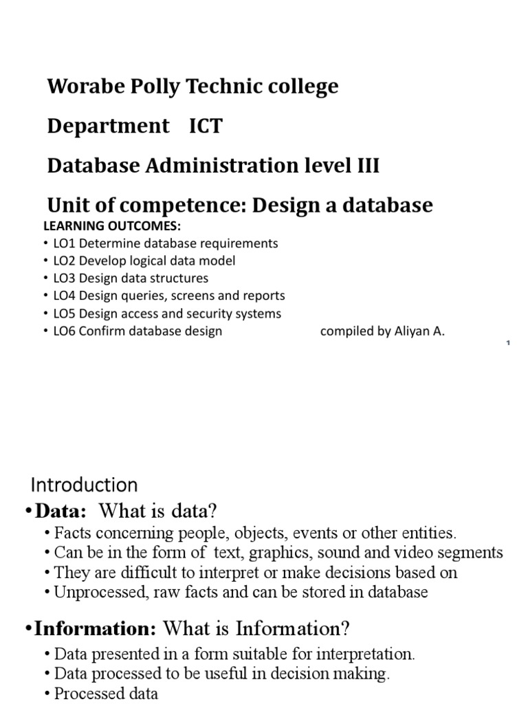 Design Database Main Module Simplified Tvet | PDF | Relational Database | Databases
