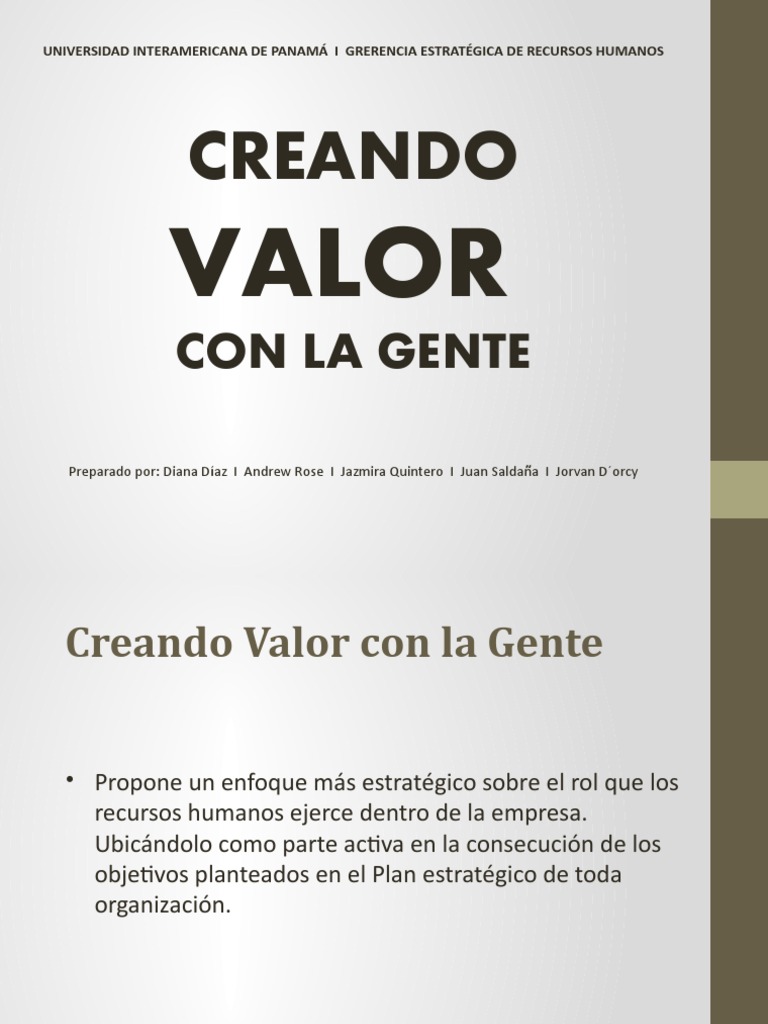 Creando Valor Con La Gente | PDF | Gestión de recursos humanos | Business