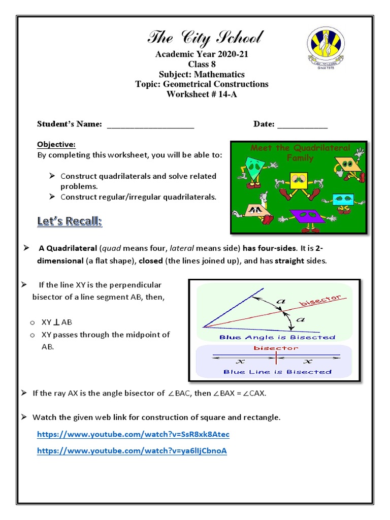 Class 8 Math Worksheet 14-A | PDF