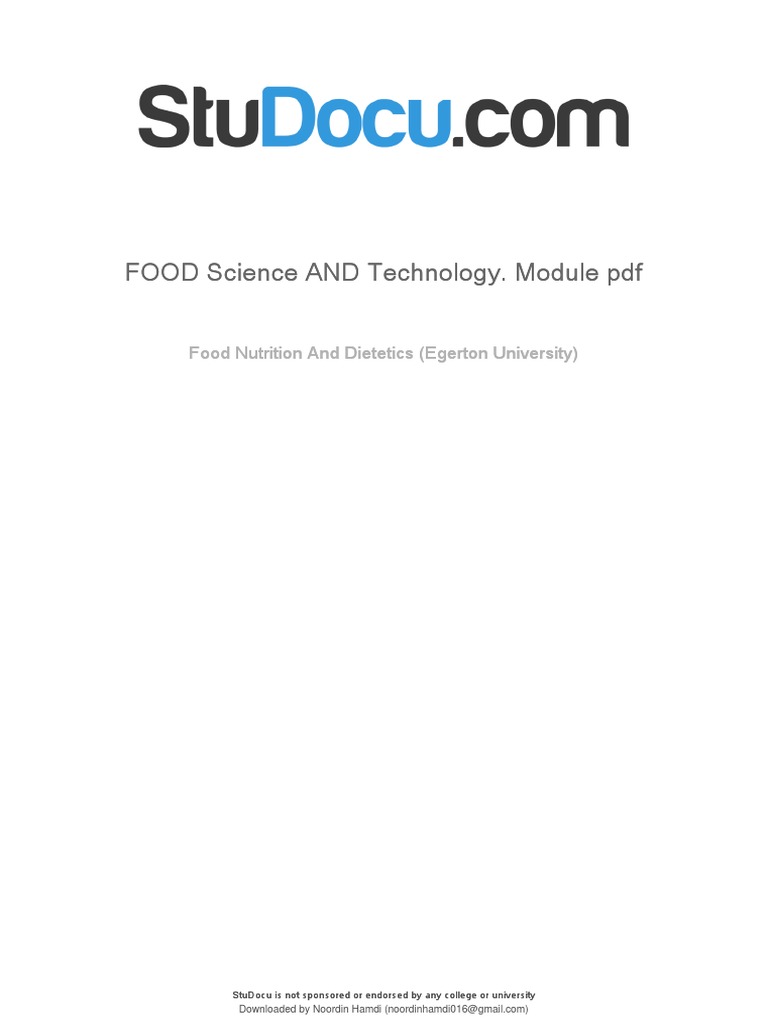 Food Science and Technology Module PDF | PDF | Food Preservation | Enzyme
