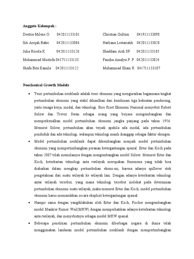 Resume Regional Growth Theory Tugas TM 6 | PDF