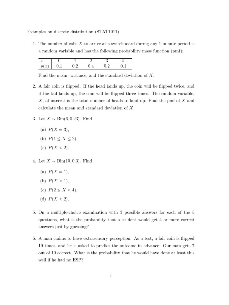 Example Discrete Distribution | PDF