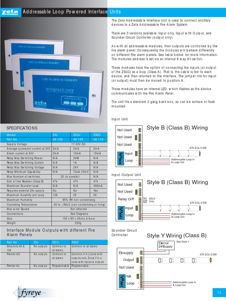 ZETA Addressable Loop Powered Interface Units | PDF | Relay | Amplifier