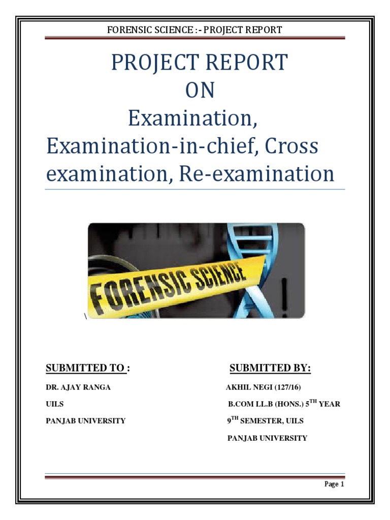 Project Report ON Examination, Examination-In-Chief, Cross Examination ...