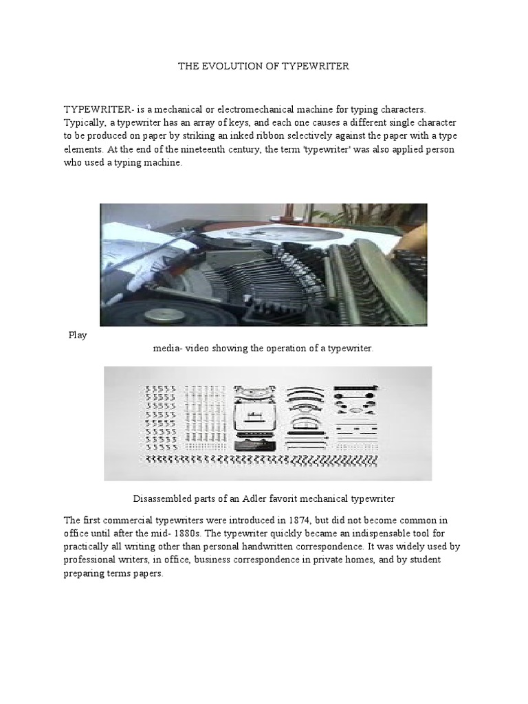 The Evolution of Typewriter | PDF | Typewriter | Office Work