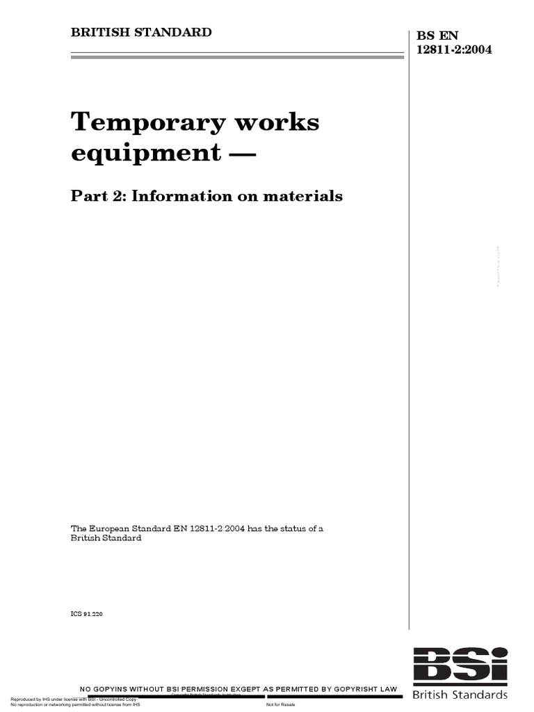 BS EN 12811 2 British Standard Scaffolding Material Requirement Dikonversi | PDF | Yield ...