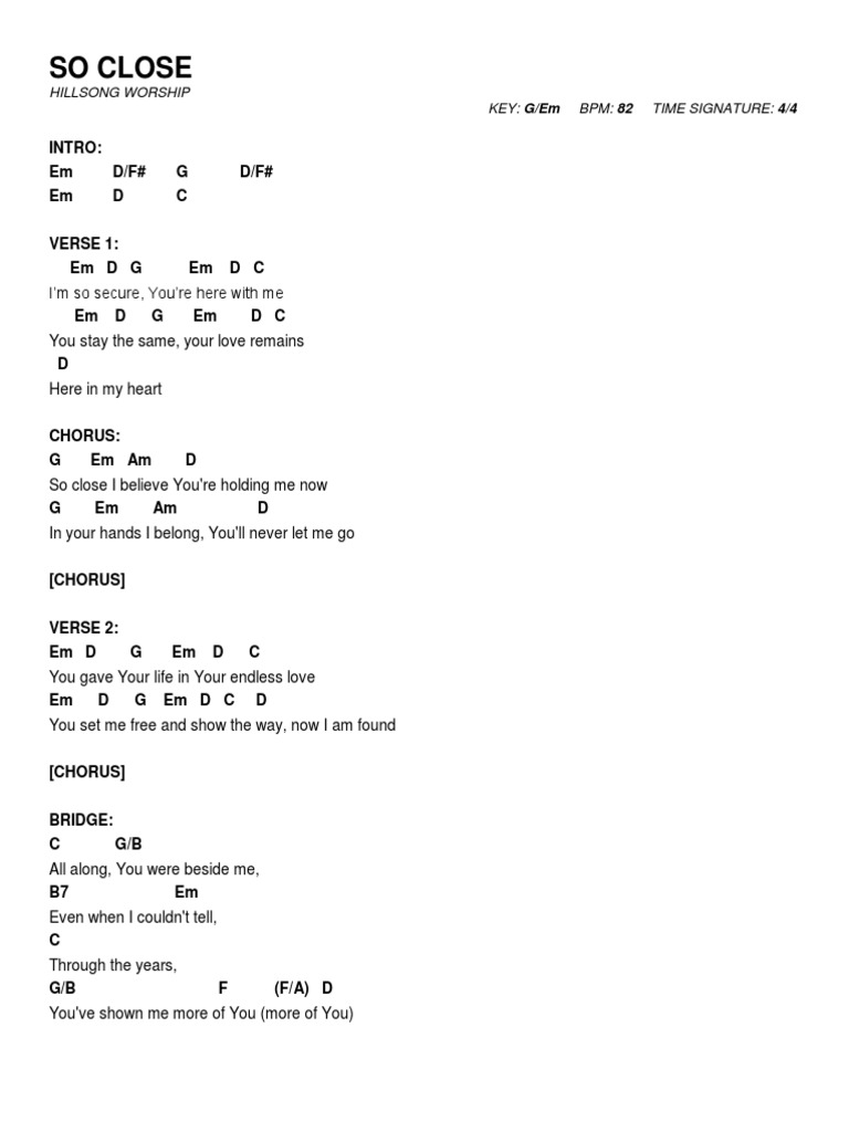 So Close Chord Chart | PDF