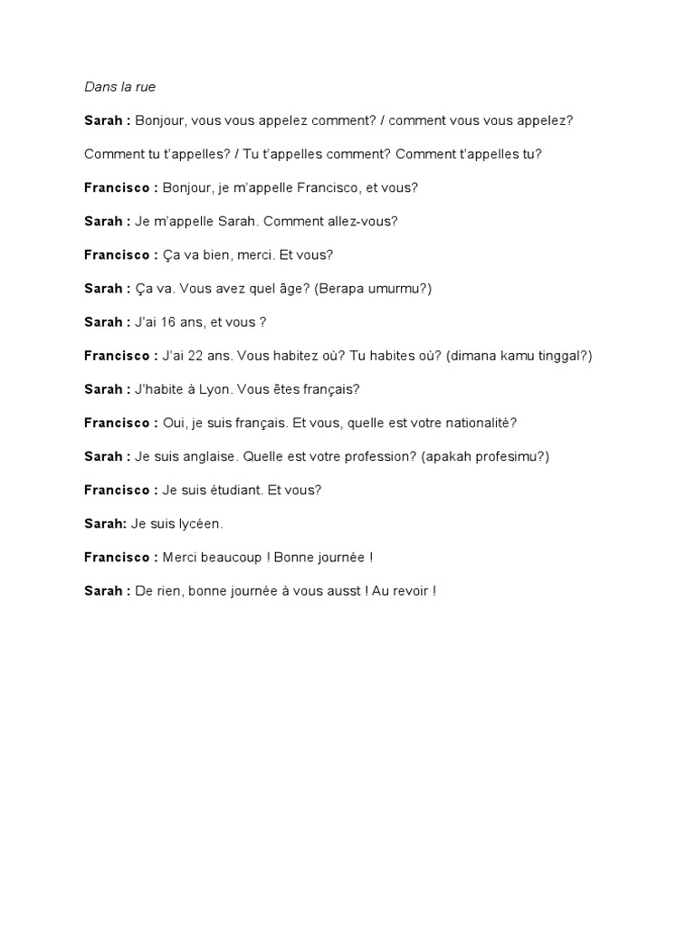 Dialogue Se Presenter | PDF