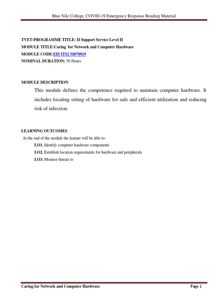 Care For Network and Computer Hardware TVET | PDF | Spyware | Malware
