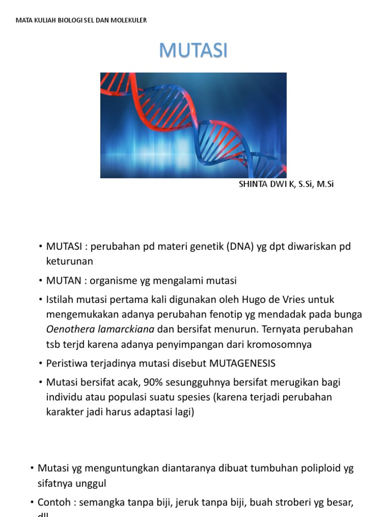 Pengertian dan Jenis Mutasi Gen | PDF | Kesehatan Holistik | Sains ...