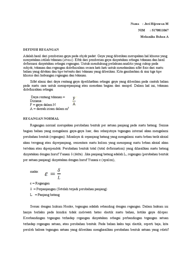 Definisi dan Jenis Regangan Material | PDF
