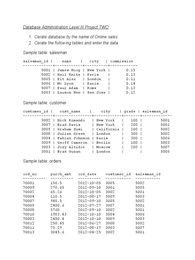 DB Exercises Project 2 | PDF | Sql | Sales