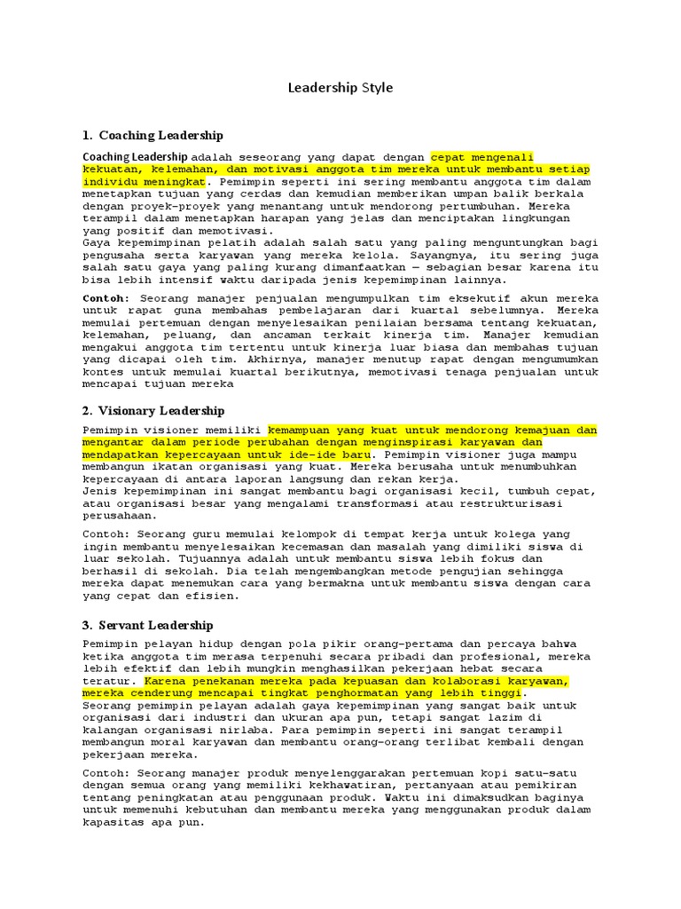 Leadership Style | PDF