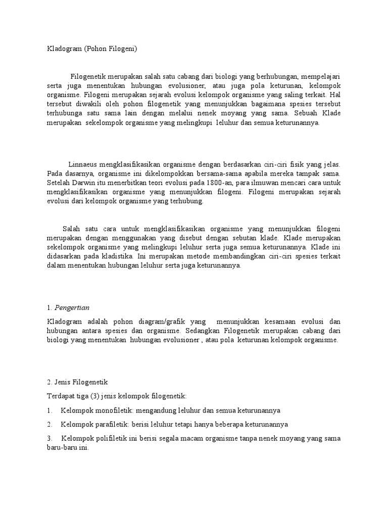 Kladogram: Memahami Pohon Filogeni | PDF | Ilmu Sosial
