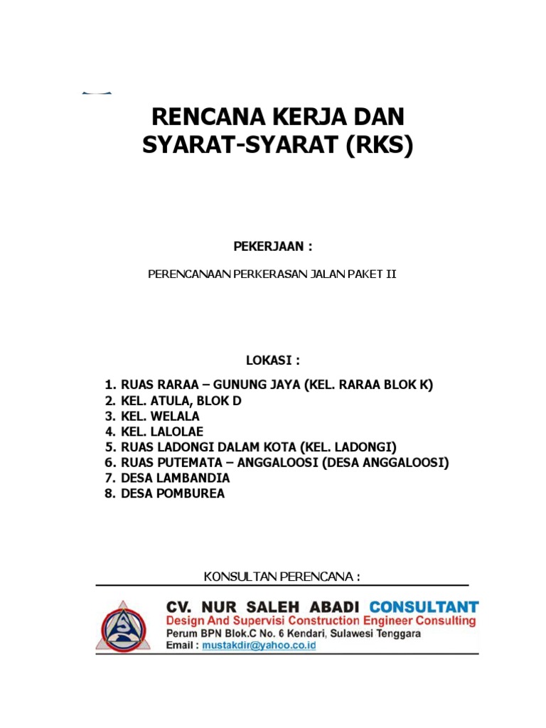 Rencana Kerja Dan Syarat Syarat RKS | PDF