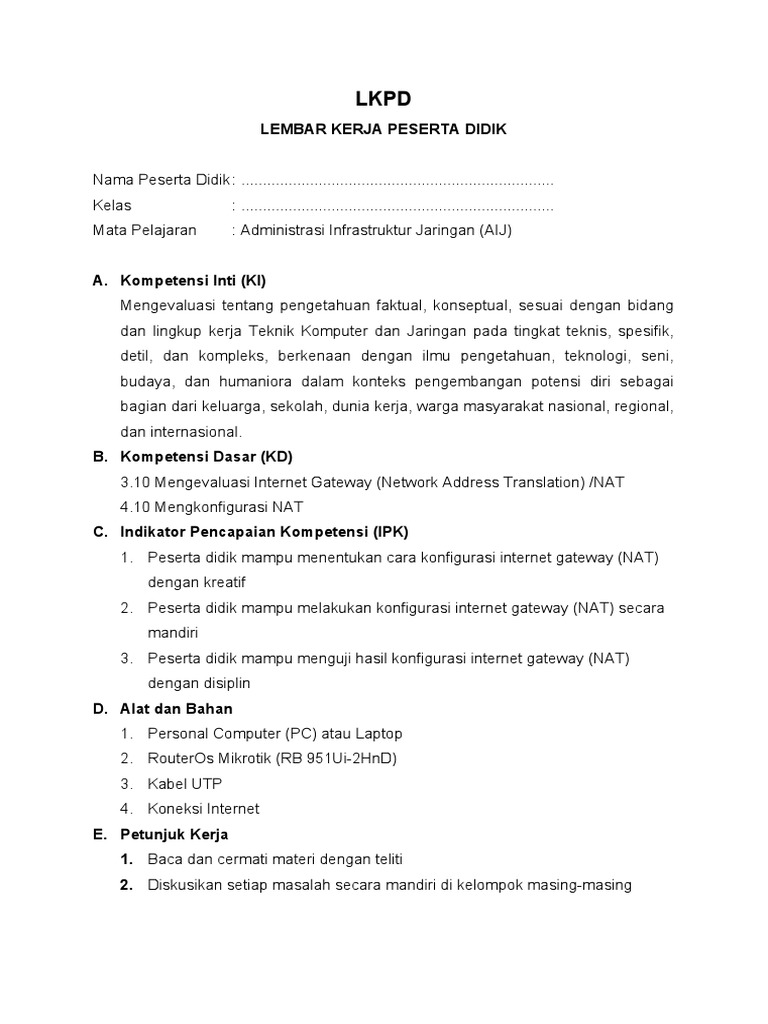 Lembar Kerja Peserta Didik - LKPD - Keterampilan - Pertemuan 3 | PDF