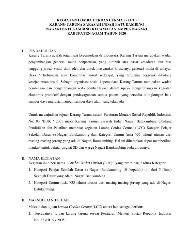 Draf Proposal LCC | PDF
