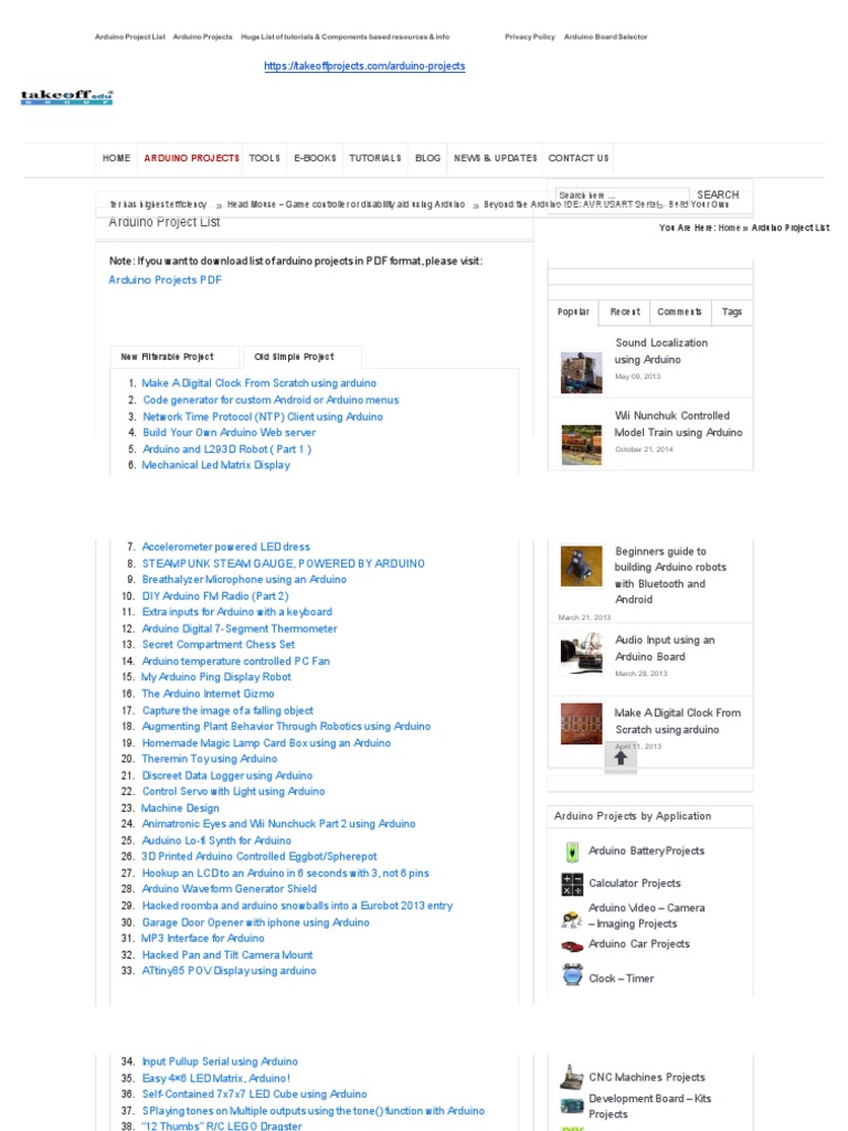Arduino Project List | PDF | Arduino | Light Emitting Diode