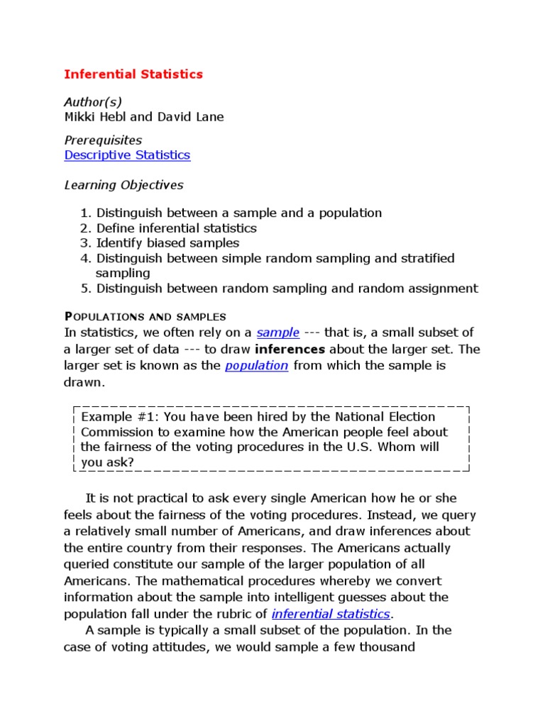Inferential Statistics | PDF | Sampling (Statistics) | Experiment