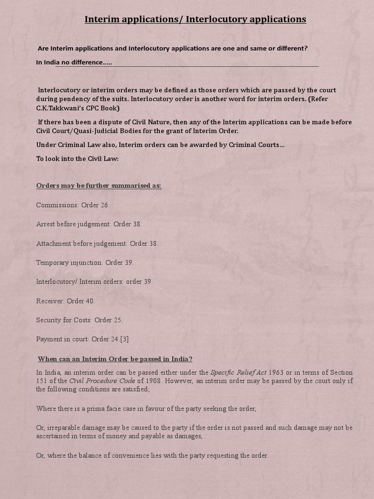 Model Interim Order | PDF | Interlocutory Appeal | Lawsuit