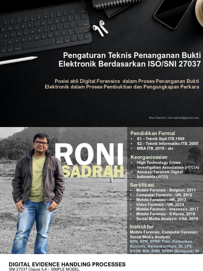 Materi - Roni Sadrah - ISO SNI 27037 - Posisi Ahli Forensik Digital - Revisi | PDF | Computer ...