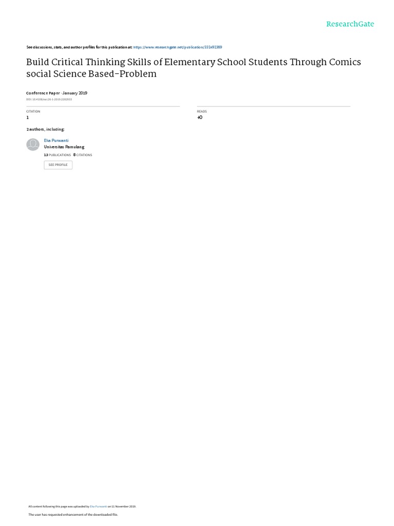 Build Critical Thinking Skills of Elementary Schoo | PDF | Critical ...