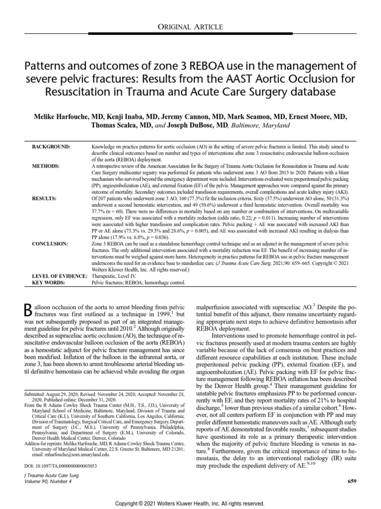 Zone 3 REBOA Evaluation | PDF | Interventional Radiology | Sepsis