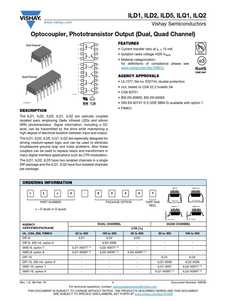 Ild1, Ild2, Ild5, Ilq1, Ilq2: Vishay Semiconductors | PDF | Electrical ...