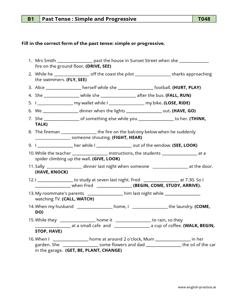 B1 Past Tense: Simple and Progressive T048 | PDF