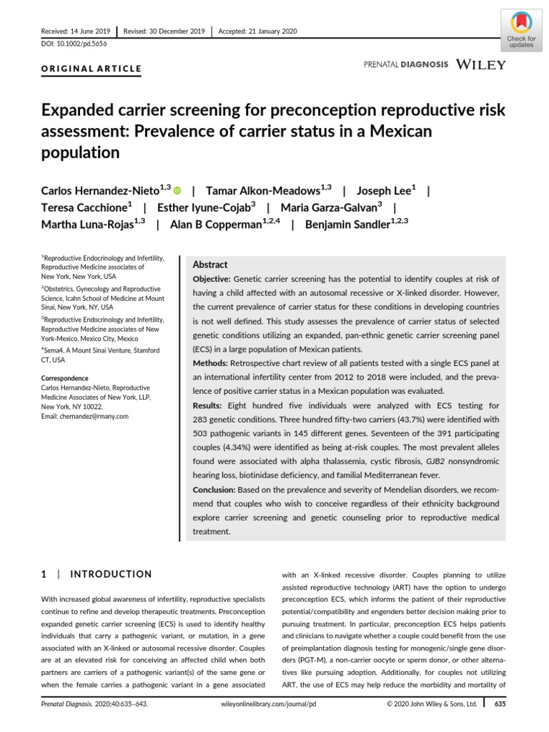 Expanded Carrier Screening For Preconception Reproductive Risk ...