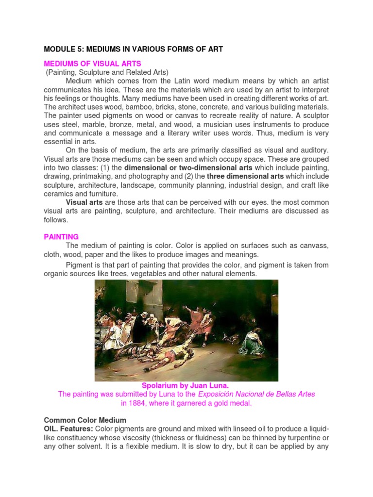 Mediums in Visual Arts Explained | PDF | Paintings | Acrylic Paint