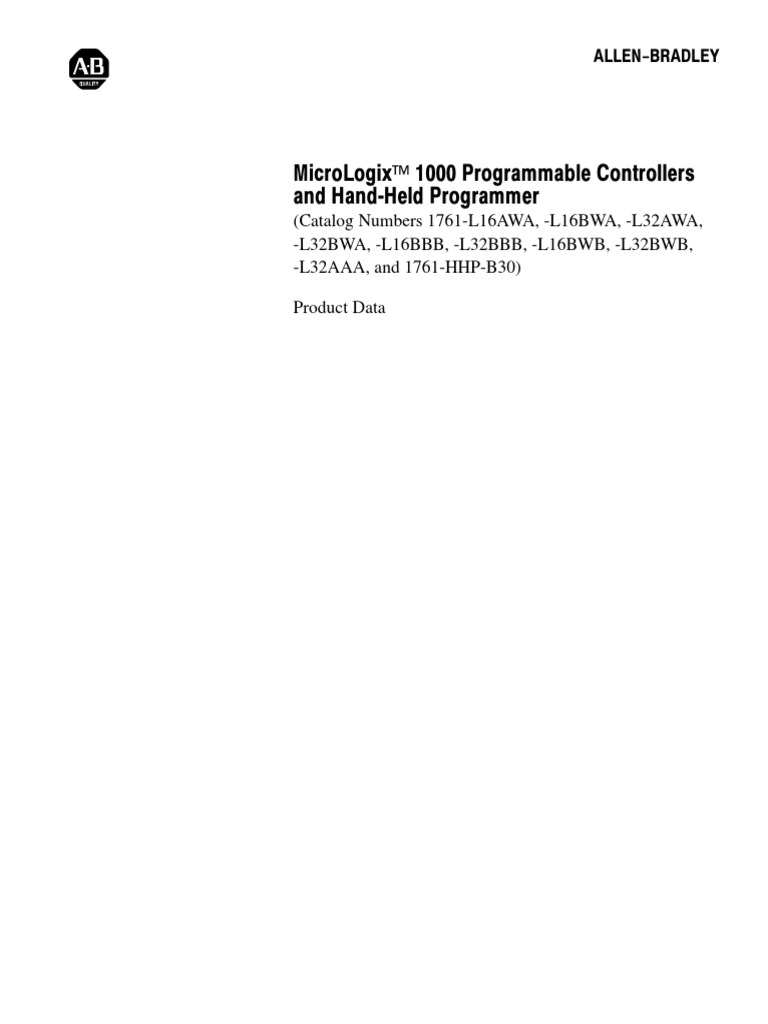 Allen-Bradley-Micrologix 1000 Programmable Controllers and Hand-Held Programmer | PDF ...