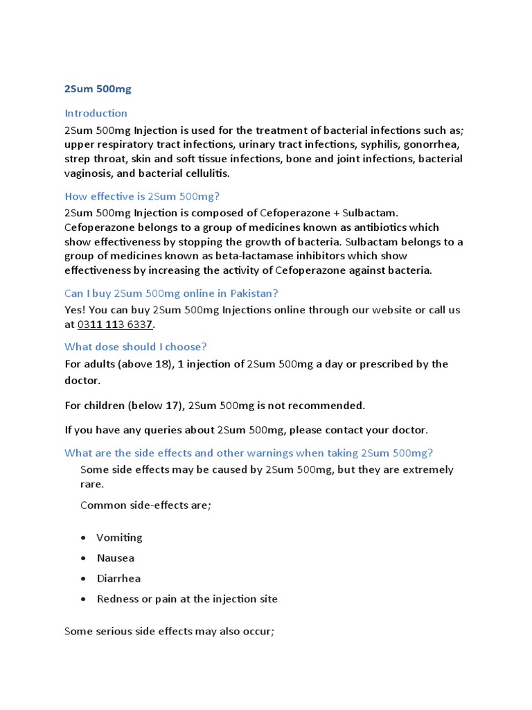 2sum 500mg (Injection) | PDF