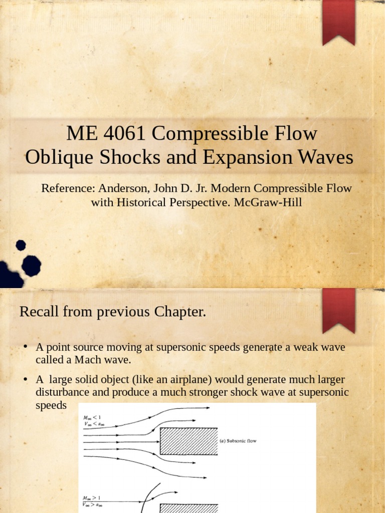 ME 4061 Compressible Flow Oblique Shocks and Expansion Waves | PDF ...