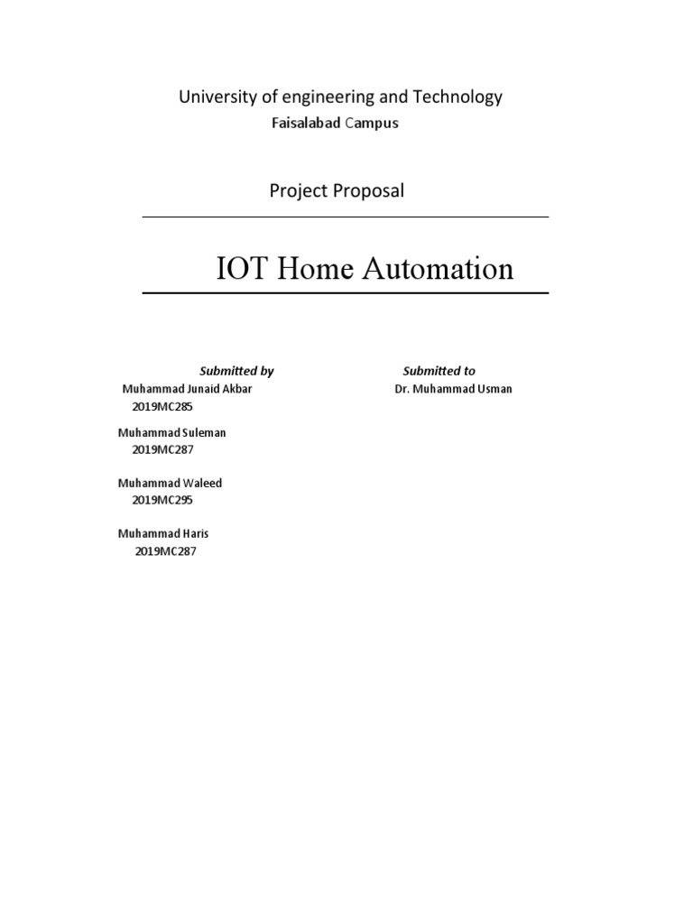 IOT Home Automation: Project Proposal | PDF | Arduino | Smartphone