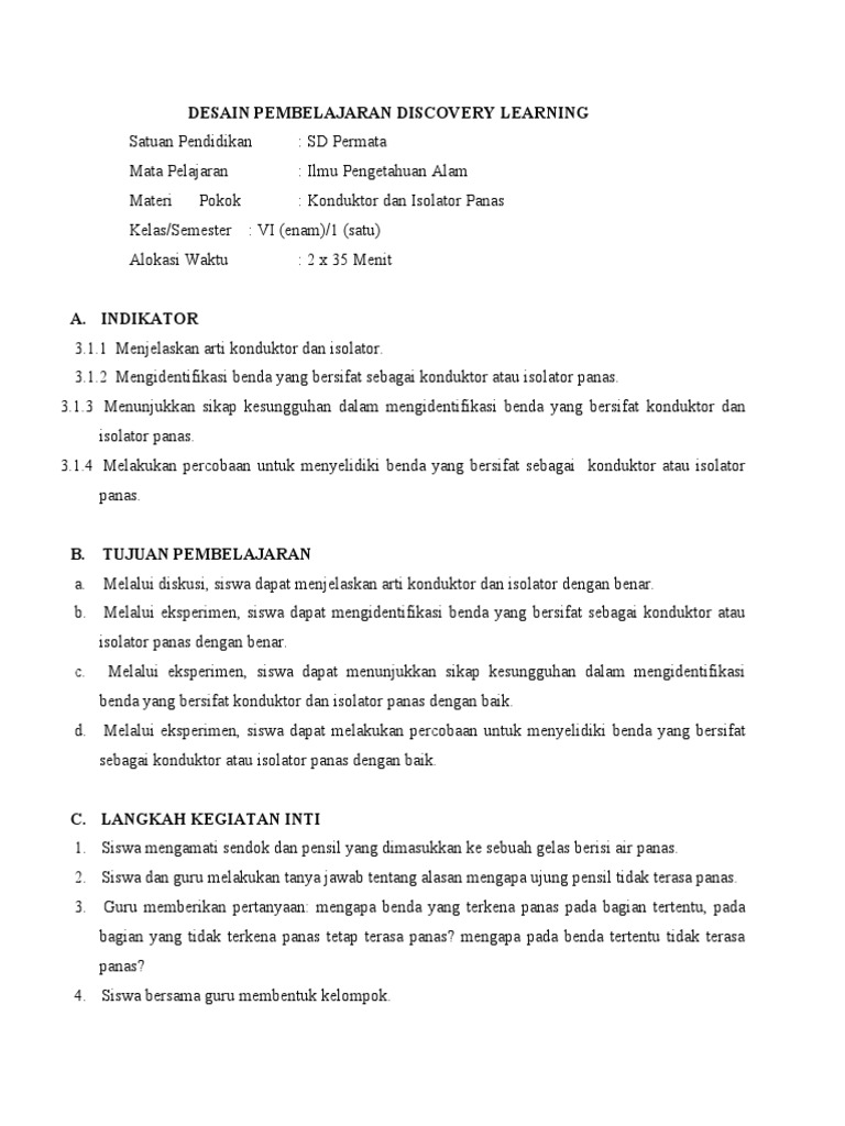 Desain Pembelajaran Discovery Learning | PDF