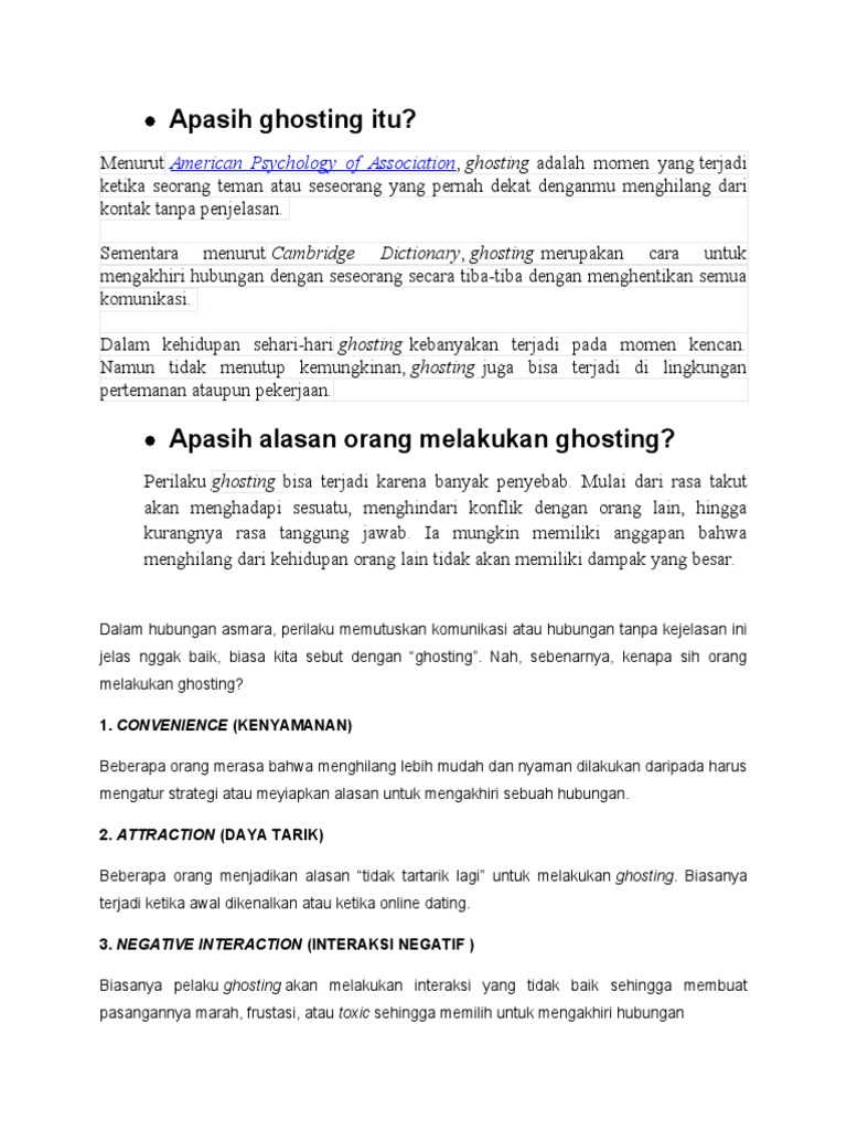 AKIBAT DAN CARA MENGHADAPI GHOSTING | PDF