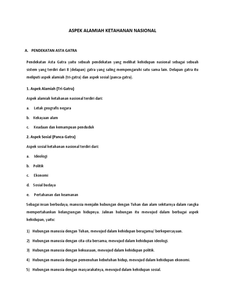 Aspek Alamiah Ketahanan Nasional | PDF