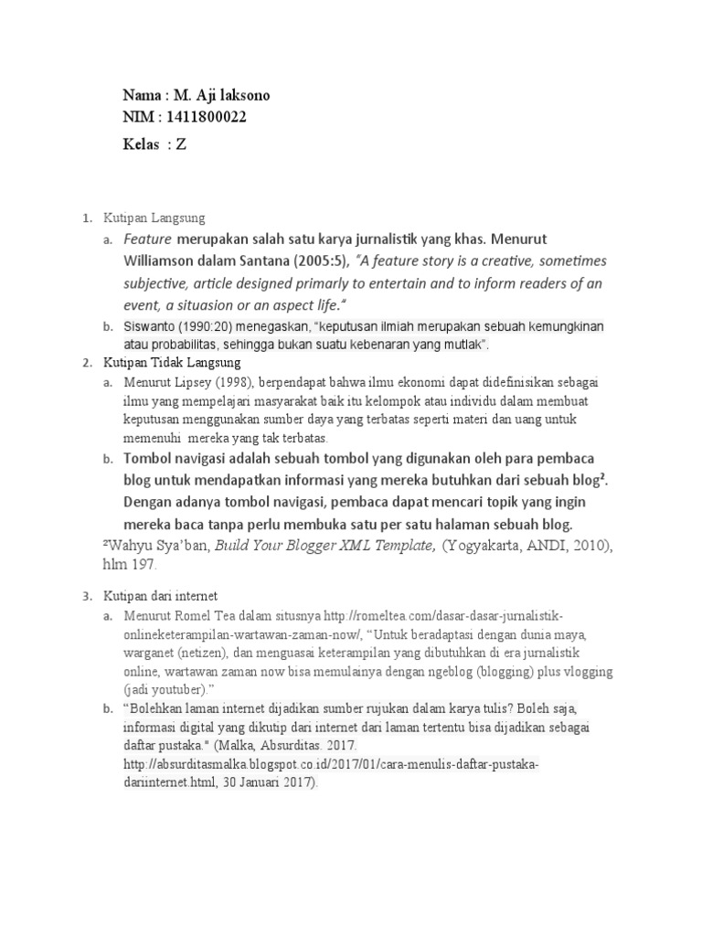 Tugas Bahasa Indo Kutipan | PDF