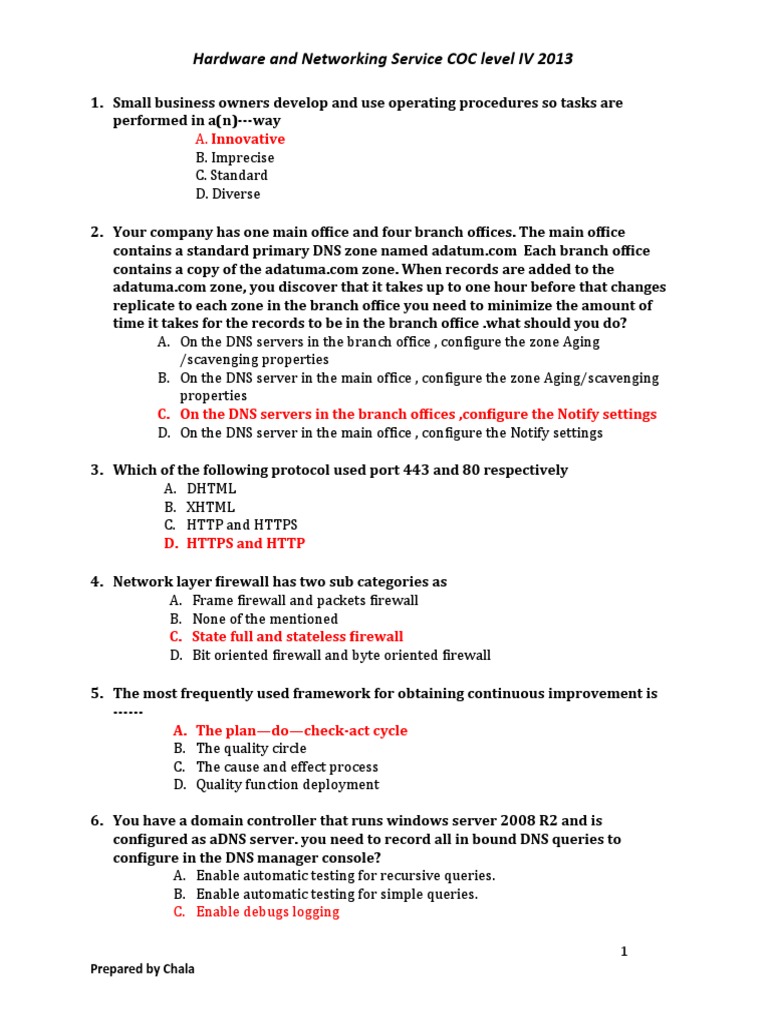 Adama Tvet Coc Hns 2013 | PDF | Internet Protocol Suite | Computer Network
