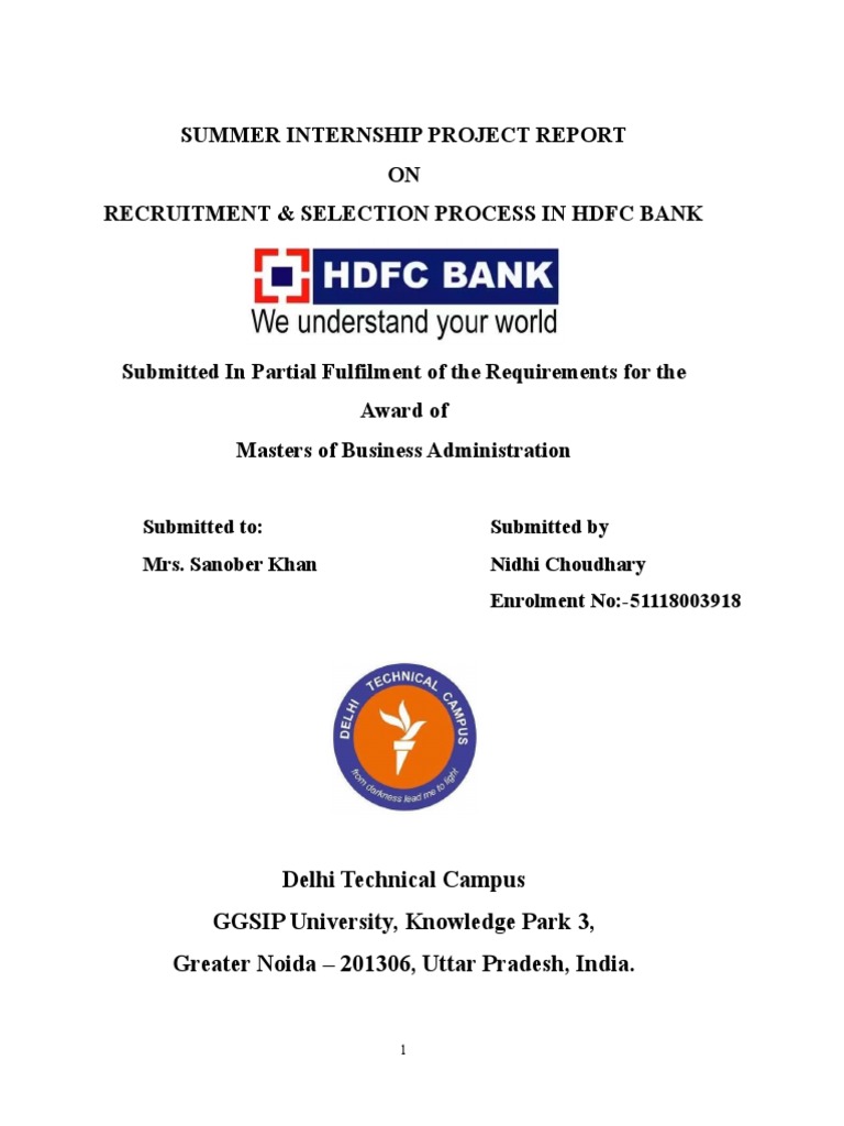 Recruitment and Selection Process in HDFC Bank 2021 | PDF | Recruitment ...